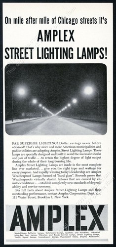 1951 Amplex streetlight Chicago street light photo vintage trade print ...