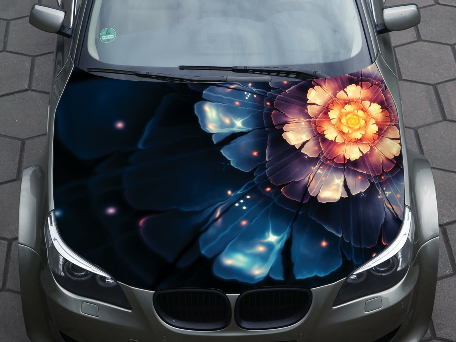 Abstract Flower Car Hood Wrap Decal Vinyl Sticker Full Color Graphic ...