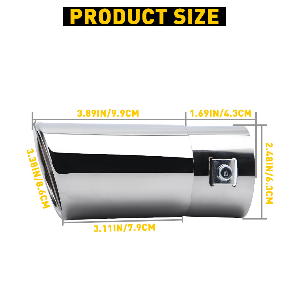 2X Stright Chrome Muffler Tip 2.5" Exhaust Pipe Tail Throat Stainless ...