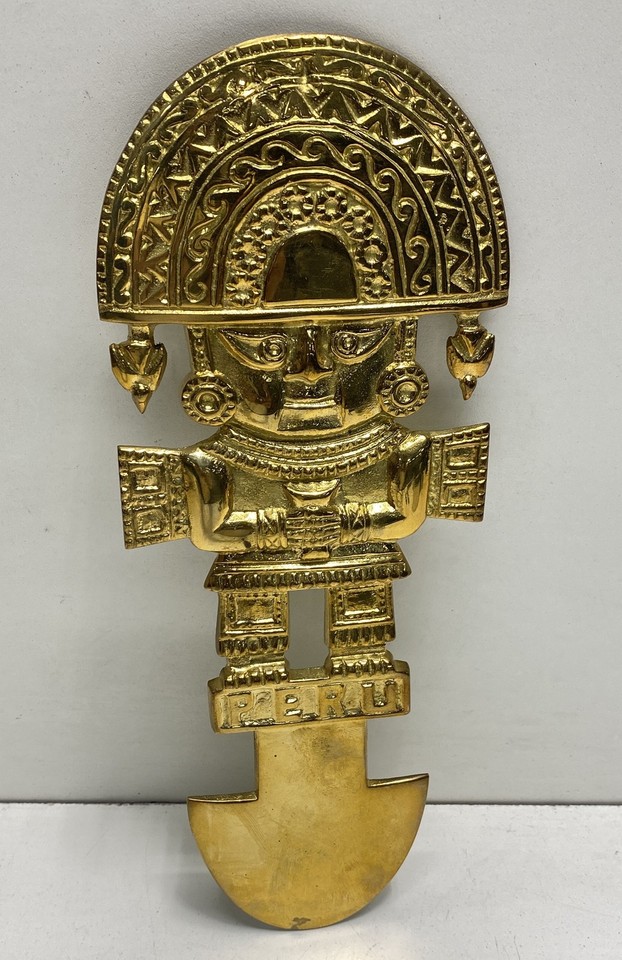 Brass Tumi Knife. 11 inch Long Decorative Replica Wall Art- Peru Deity ...