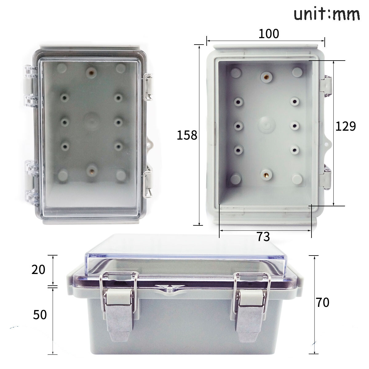 Clear Hinged Lid IP67 Waterproof ABS Enclosure Electrical Junction ...