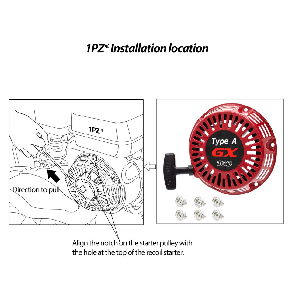 Recoil Starter Pull Start For Honda GX160 GX200 5.5hp 6.5hp Generator ...