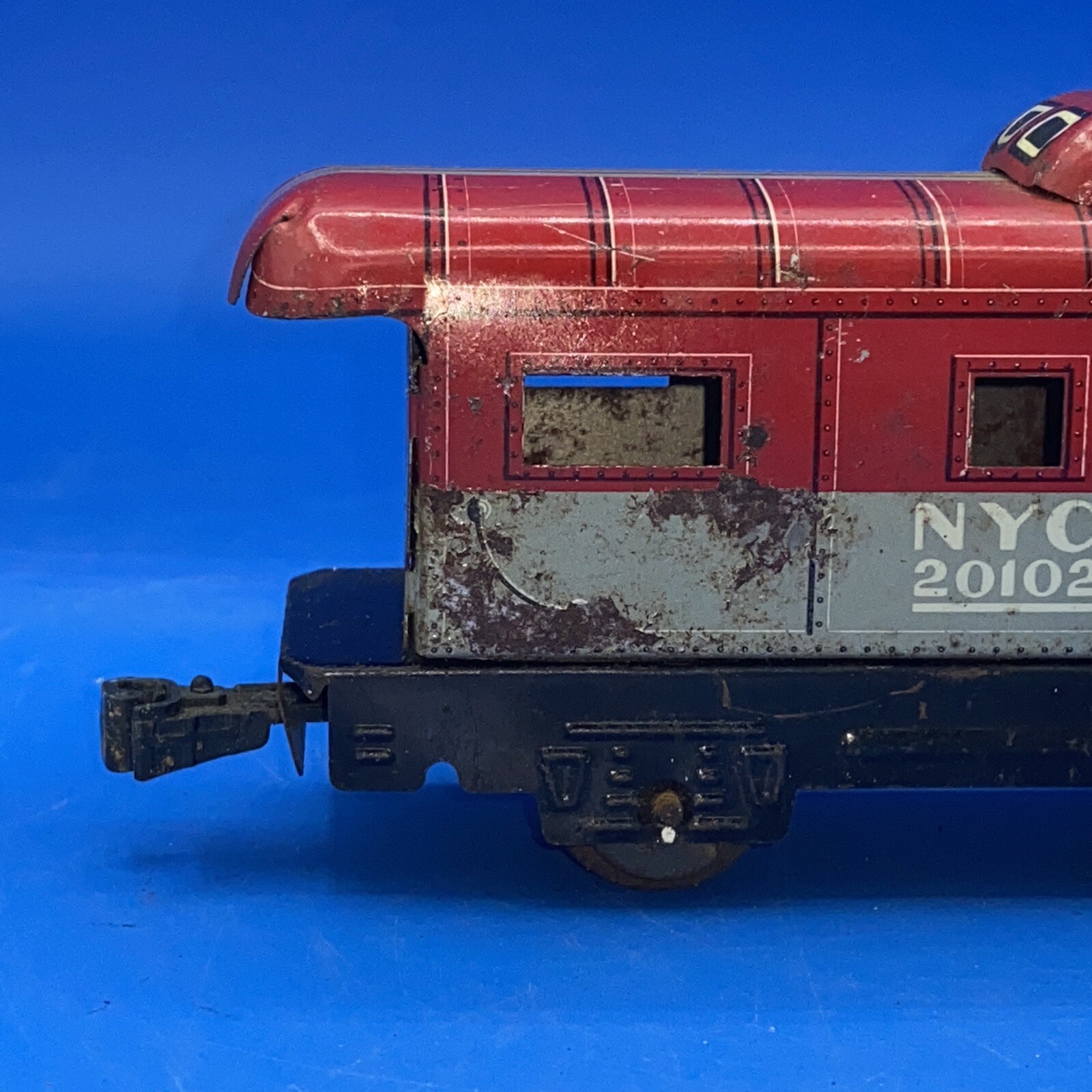 Vintage Marx Train O Gauge NYC 20102 Pressed Tin Red Caboose 4-Wheels ...