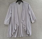 R&M Richards Open Front Mesh Jacket Women's 14 Gray Lace Trim 3/4 ...