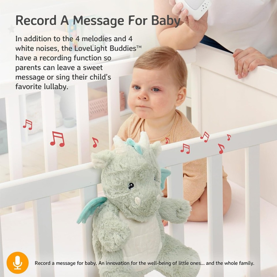 Dragon Super-soft Toy. Light, Sleep Sounds, Voice Recorder, Music White ...