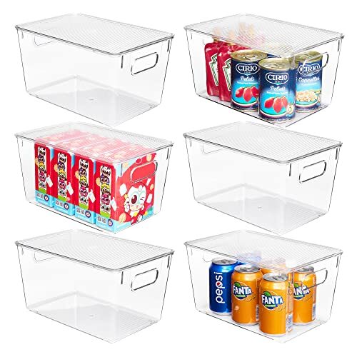 6 Pack Clear Stackable Storage Bins with Lids, Large Plastic Containers ...