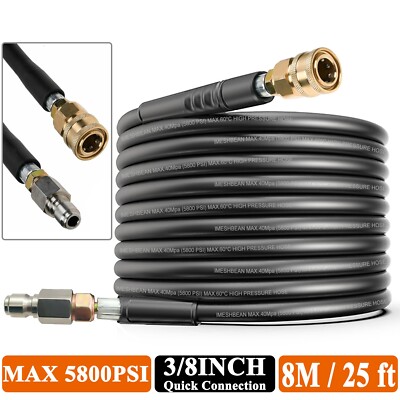 25FT 5800 PSI High Pressure Power Washer Hose 3/8" Quick Connection ...