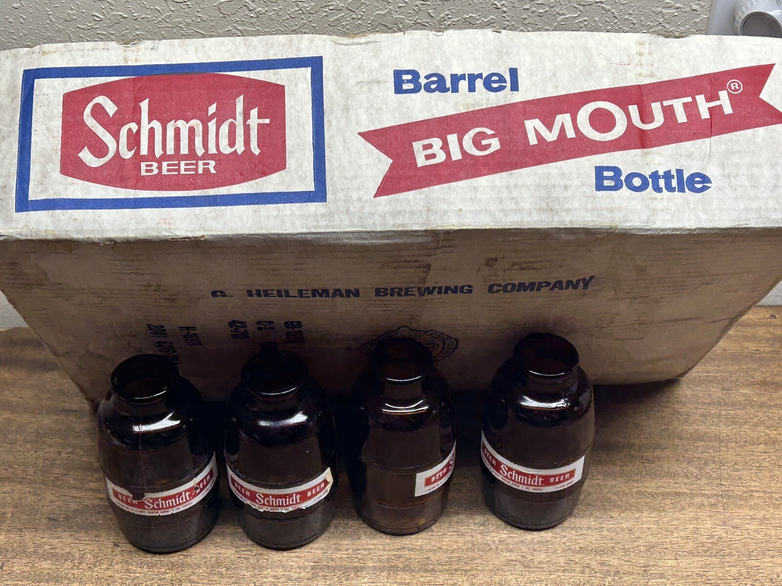 Vintage Schmidt's Barrel Wide Mouth Glass Beer Bottles w/ Labels ...