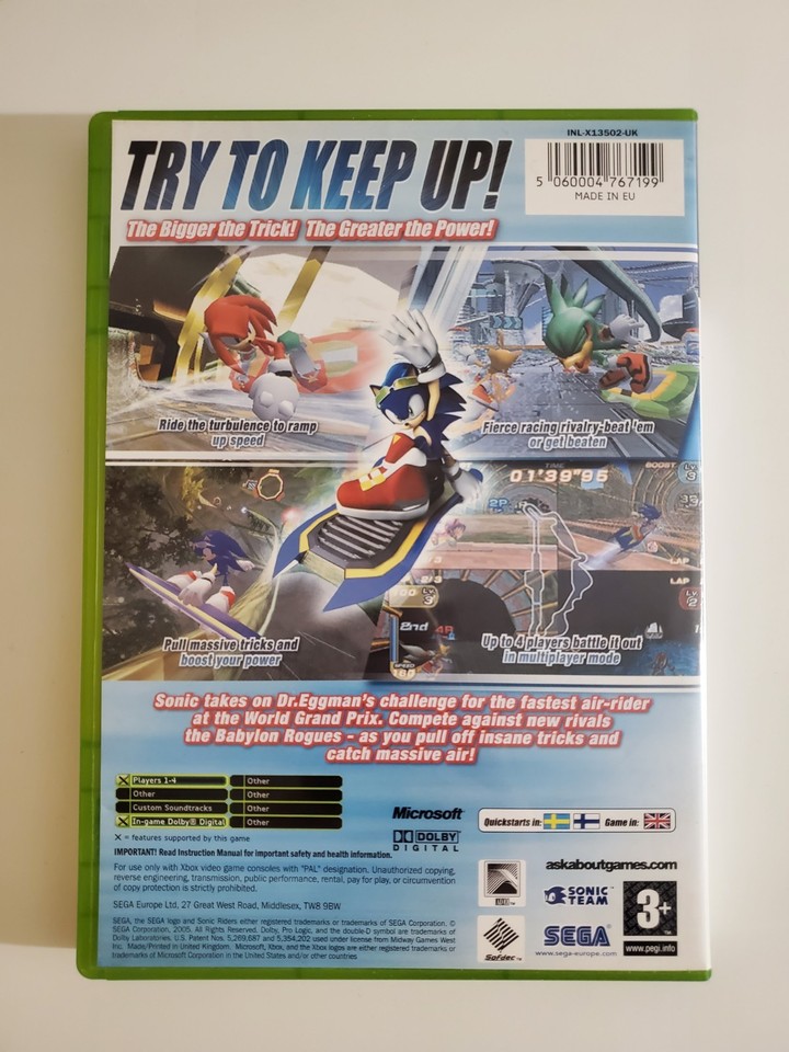 Sonic Riders (Xbox Original) - Complete & Fully Working | eBay UK