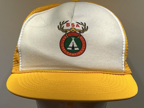 VTG BSA Boy Scouts Of America Camping School Snapback Trucker Hat ...