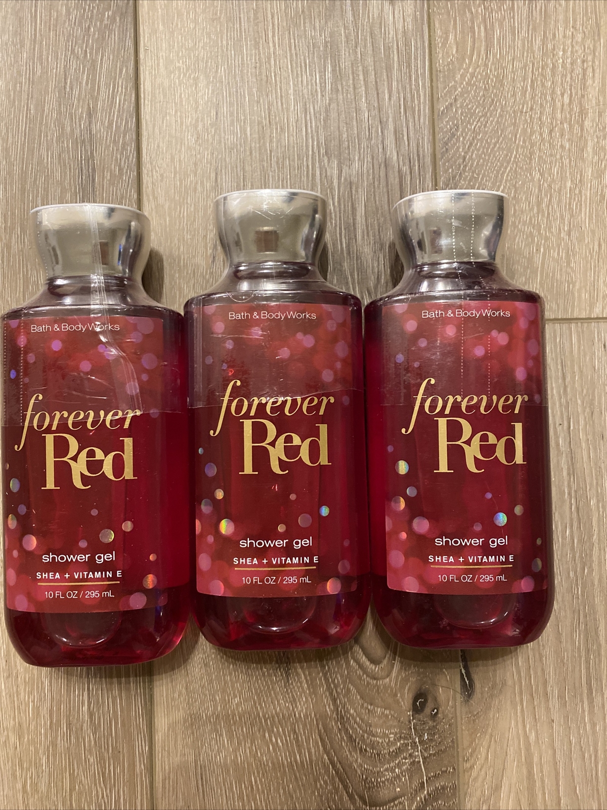 Lot of 3 New Bath & Body Works FOREVER RED Shea + Vit E Shower Gel 10 ...