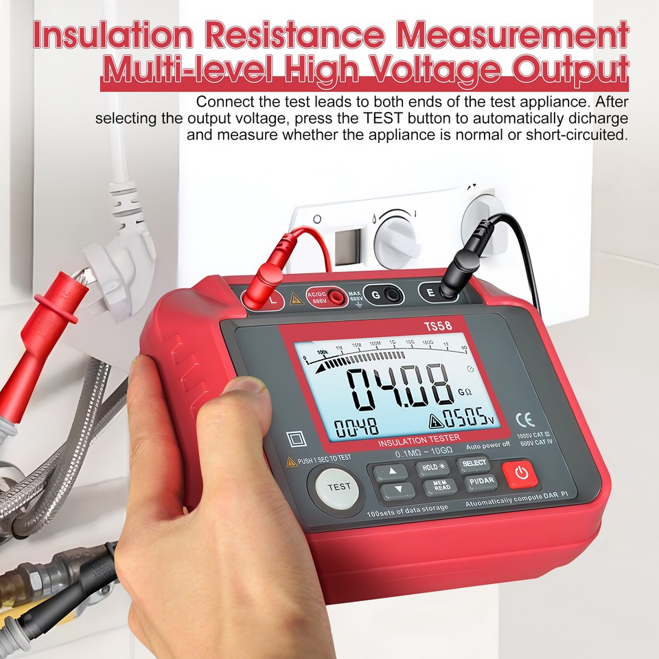 Digital Insulation Resistance Tester 20GΩ MegOhmMeter 50V-1000V ...