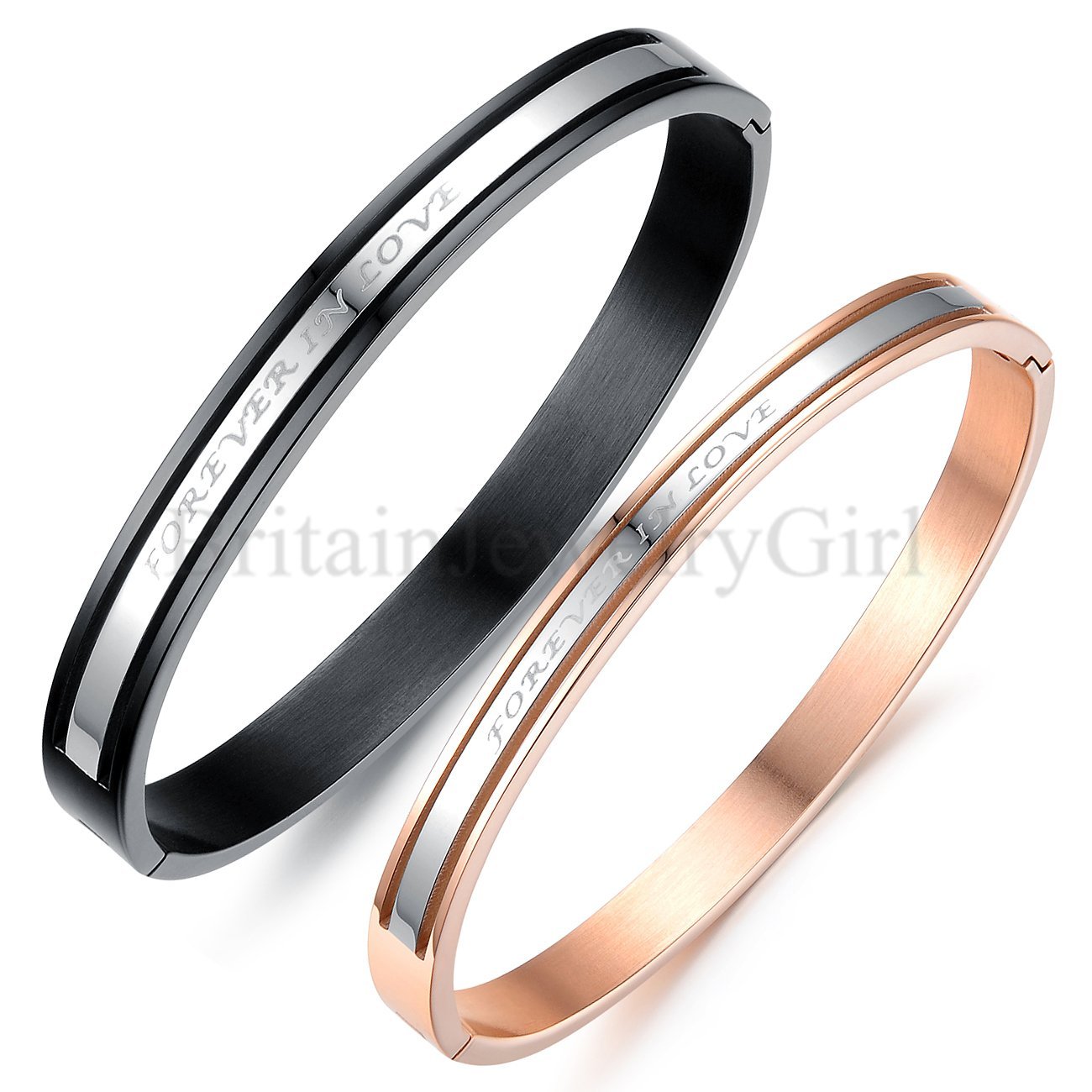 "Forever In Love" Engraved Men Women Stainless Steel Love Bangle ...