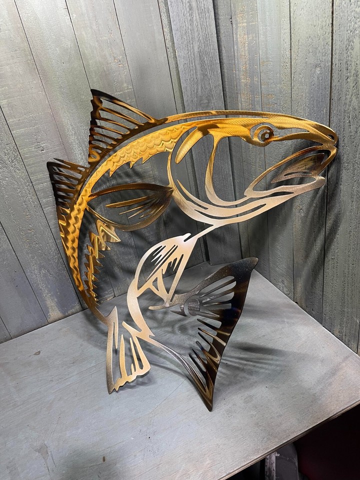 Metal 24" Redfish Wall Art Plasma Cut Sign Fishing Fisherman ocean lake ...