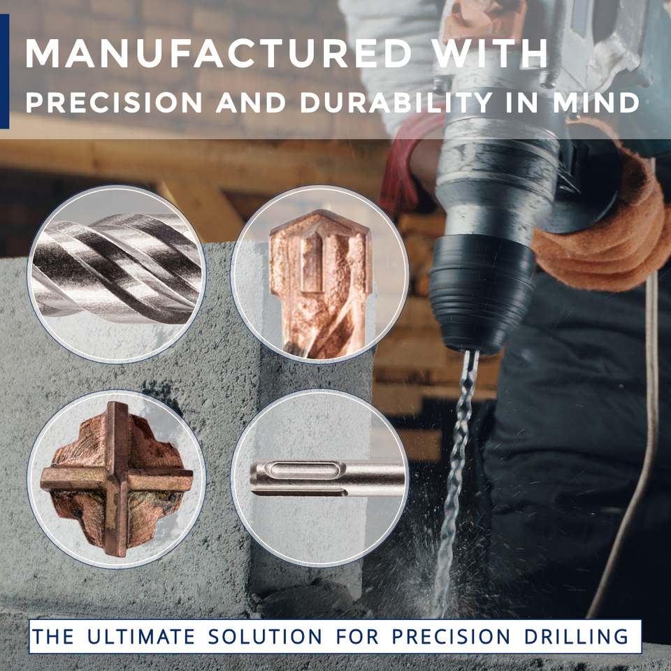 SDS-Plus Hammer Drill Bits Cross Tip 4 Cutter Turbo Tip Professional ...