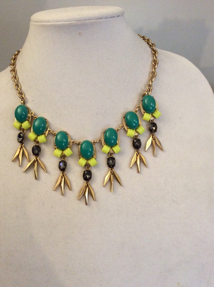 J Crew CRYSTAL CLUSTERS CHAIN NECKLACE Green & Yellow | eBay