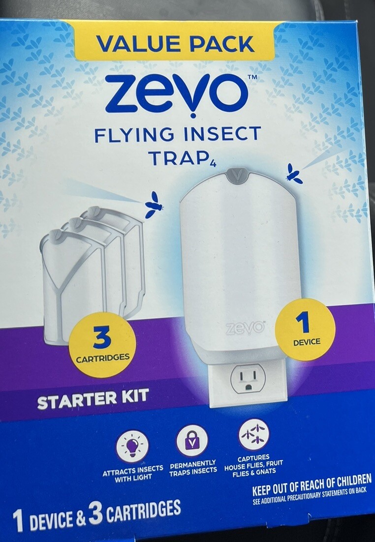 Zevo Flying Insect Fly Trap (1 Device & 3 Refill) - Starter Kit -- NEW ...