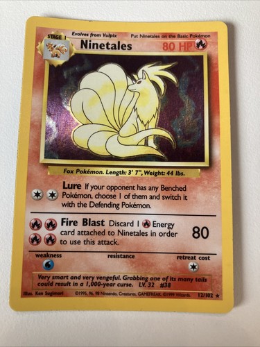 Pokémon TCG Ninetales Base Set 12/102 Holo Unlimited Holo Rare | eBay