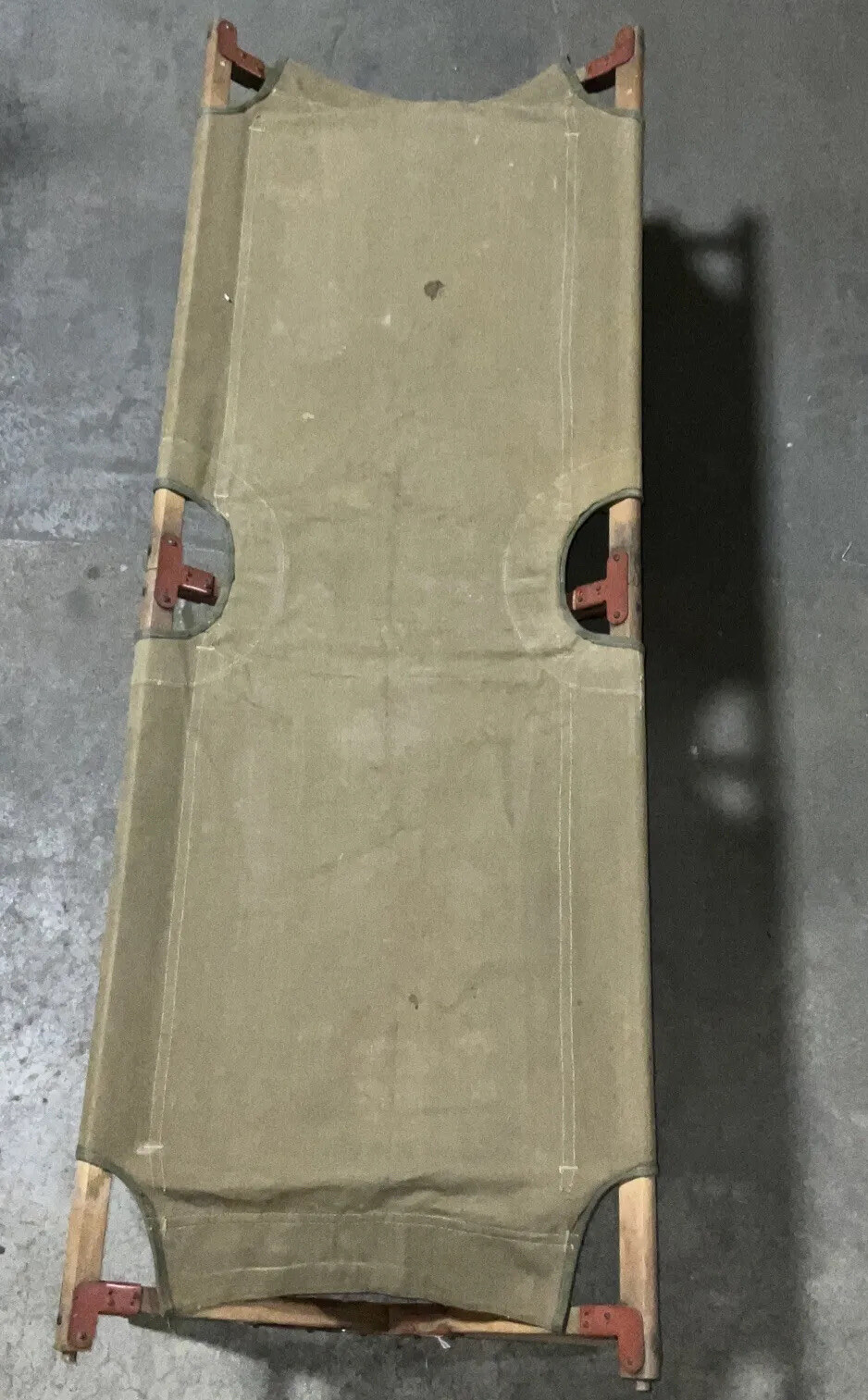 Old Relic US Military WWII Era Mar 1945 Canvas & Wood Frame Folding Cot ...