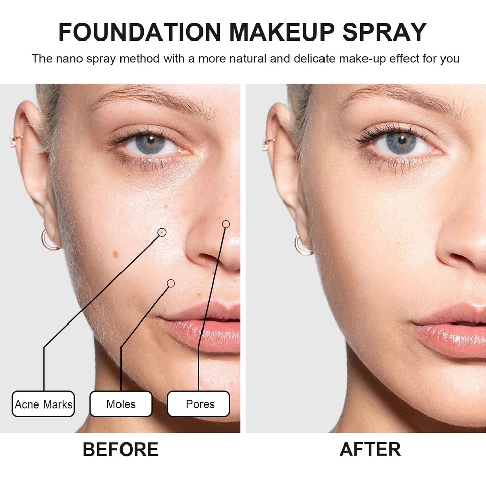 Airbrush Foundation Makeup Spray, Long Lasting Waterproof Full Coverage ...