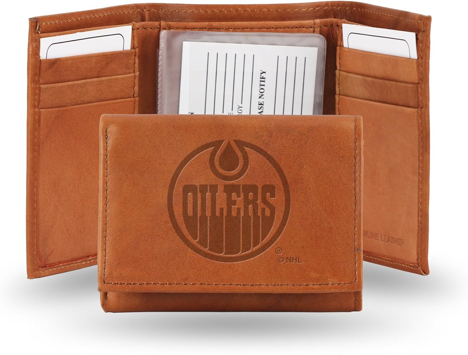 Edmonton Oilers NHL Embossed Brown Leather Trifold Wallet | eBay
