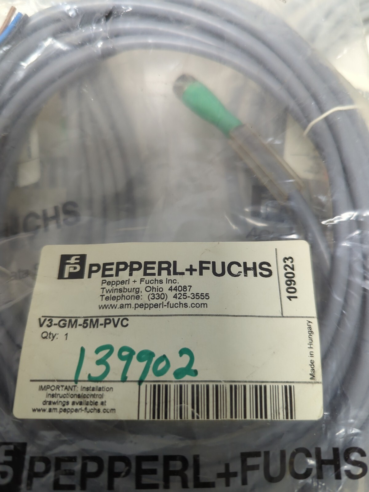 PEPPERL+FUCHS,V3-GM-5M-PVC,CORDSET CABLES LOT OF 3 NOS | eBay