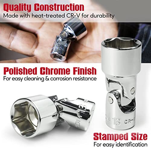 Universal Flex Socket Set 1/4 Inch Drive 6point 12piece Swivel Socket ...