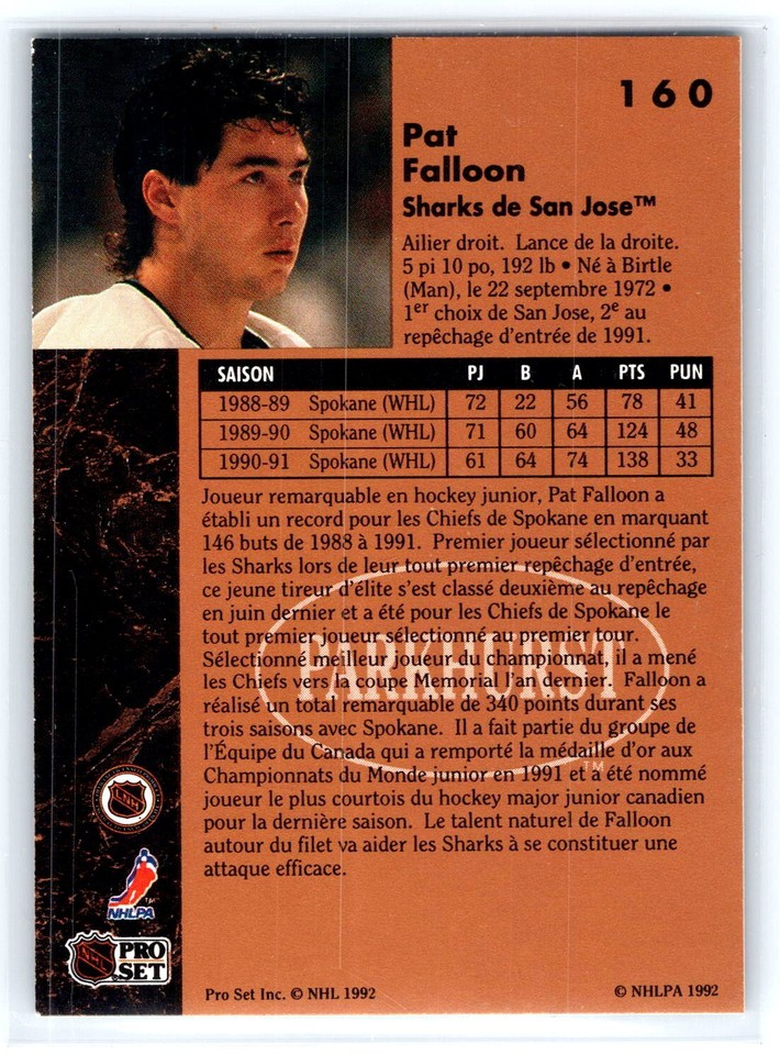 Pat Falloon 1991-92 Parkhurst #160 | eBay