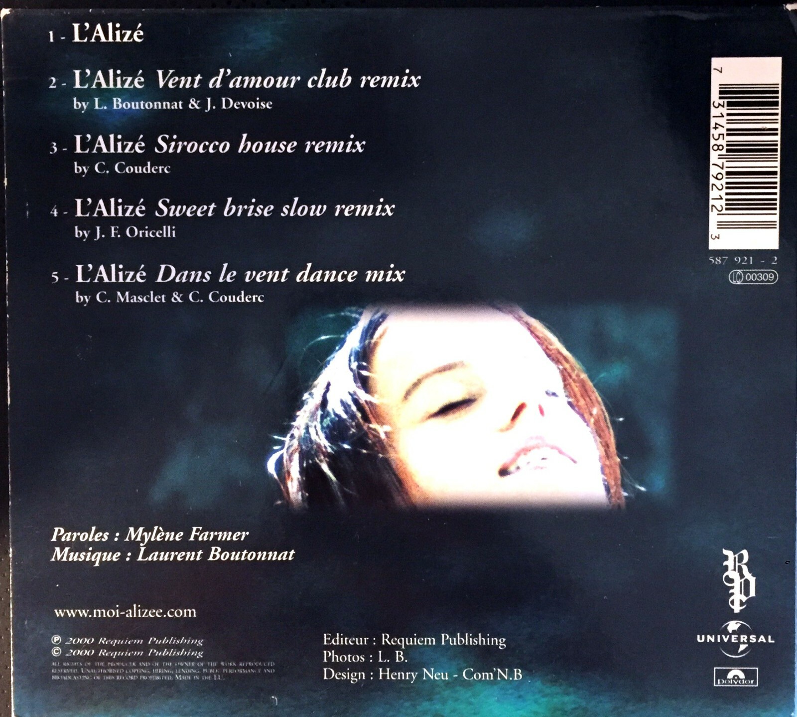 CD MAXI SINGLE DIGIPACK ALIZEE L' ALIZE REMIXES EDITION LIMITEE MYLENE ...