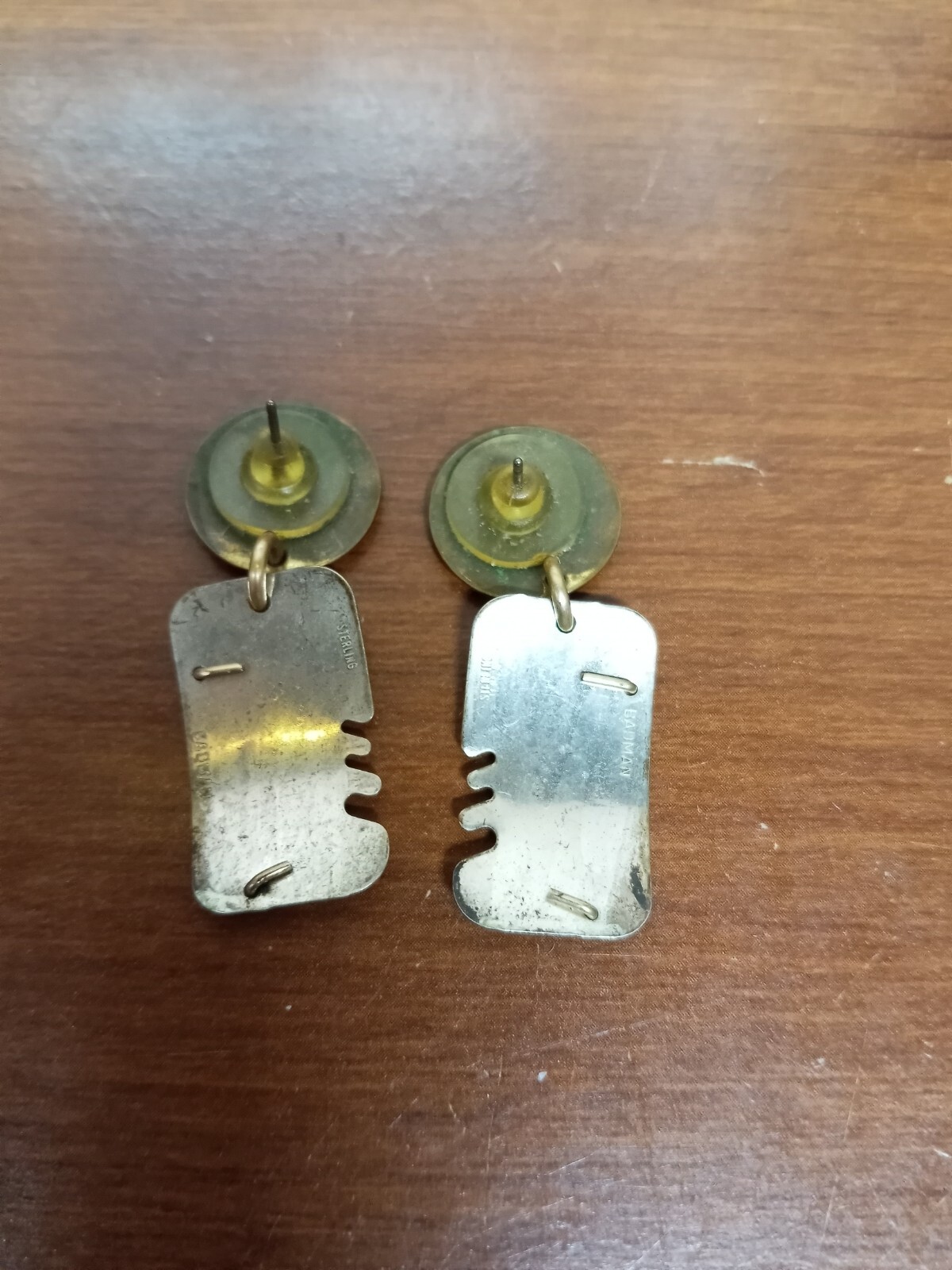 Vintage David Badman Stunning Sterling Silver Earrings - Gem