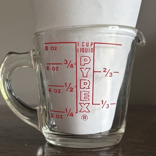 PYREX Glass 1 Cup Measuring Cup #508 Red Lettering ‘D’ Handle 8oz ...