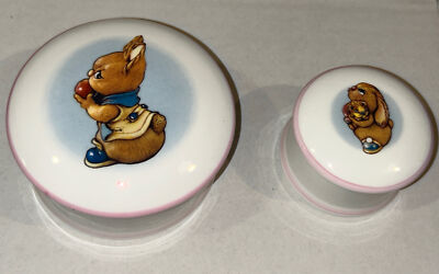 Pendelfin Pottery Trinket Boxes Pink Royal Crown Duchy China England ...