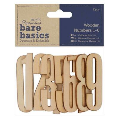 10 x Papermania Bare Basics Numbers 5cm Wooden Decorations Scrapbooking ...