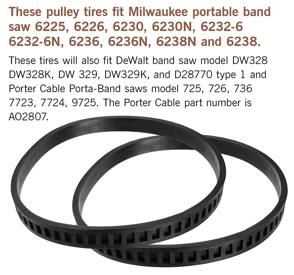 2 Pack Blade Pulley Tire Fit Milwaukee Band Saw Deep Cut Rubber 6230 ...