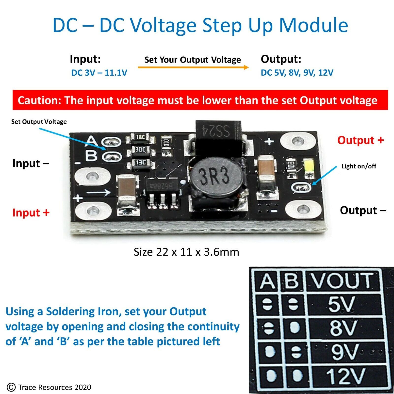 Mini Step Up Module Voltage Regulator / DC-DC Output 5V 8V 9V 12V Power ...