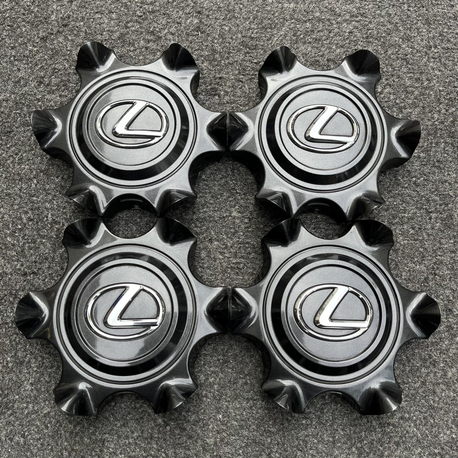 SET (4) CENTER CAPS LEXUS GX460 2016-2023 GENUINE OEM CHARCOAL 4260B ...