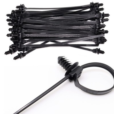 Push Mount Zip Ties, 8 inch Cable Zip Tie Black Wire Tie with Push Pin ...