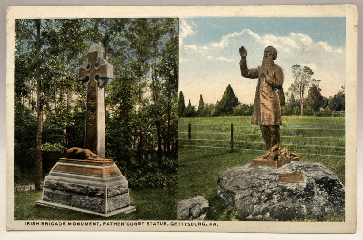 Irish Brigade Monument, Father Corby Statue, Gettysburg PA Vintage ...
