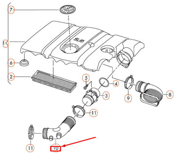 OEM Volkswagen Beetle A5 Air Intake Connection Pipe 07K129684B Genuine ...