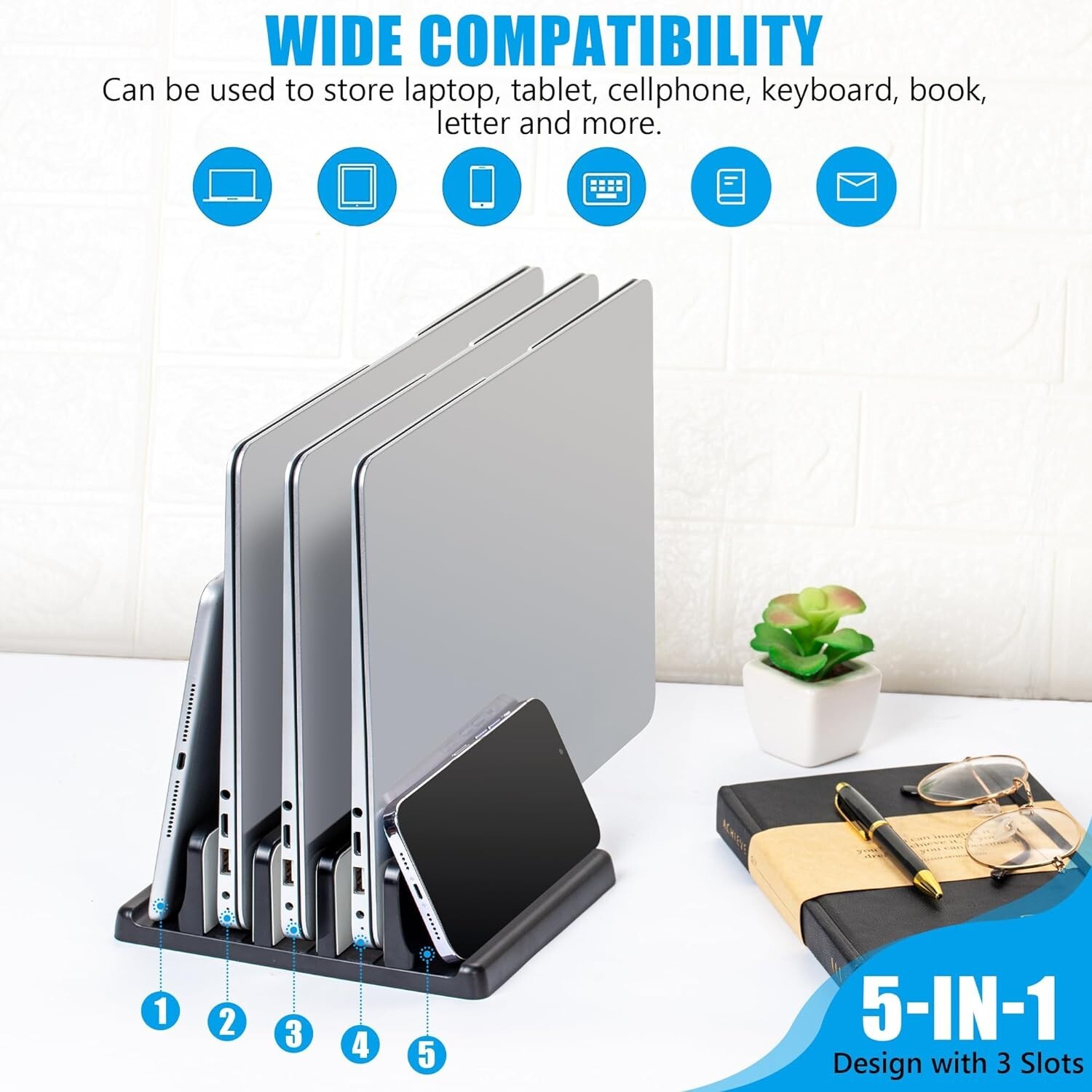 Vertical Laptop Stand - Multiple Laptop Holder with Rubber Padding ...