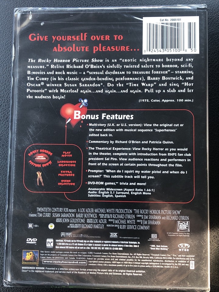 The Rocky Horror Picture Show (DVD, 2002, Single Disc) 24543051008 | eBay