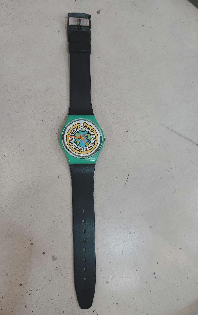 Keith Haring limited watch swatch Green Earth Battery dead Used rare ...