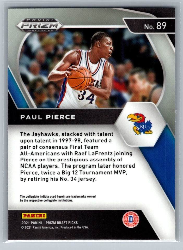 2021 Panini Prizm Draft Picks Basketball #89 Paul Pierce Kansas ...