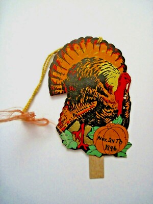 Vintage "Thanksgiving" Bridge Tally w/ Orange Feathers and Pumpkin * | eBay