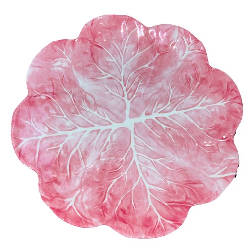 NEW Primrose Vintage Melamine Pink Cabbage Leaf Plates 11" Set of 4 | eBay