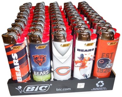 Bic Chicago Bears NFL Football Disposable Lighters 50 Count Tray 8 Mix ...