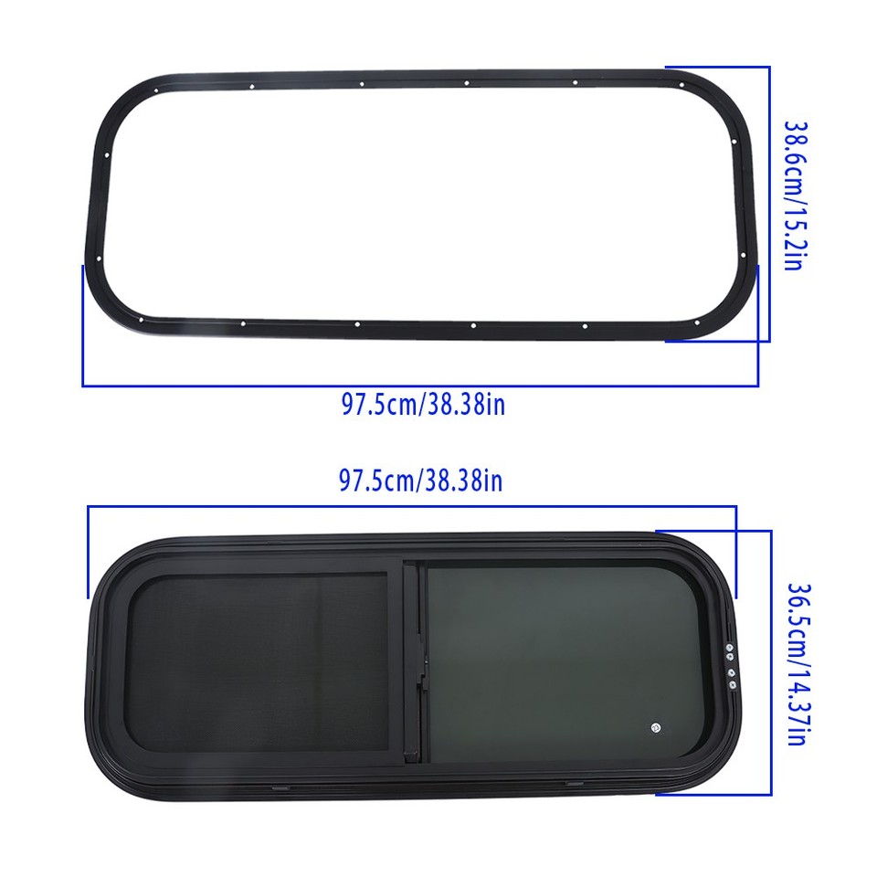 Labwork 24"~48" W × 12"~22" H Universal RV Window Horizontal Sliding ...
