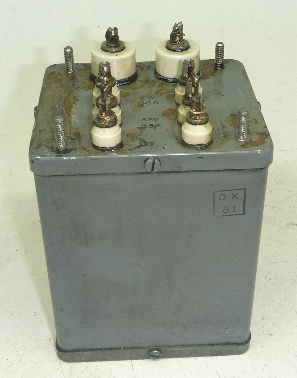 VINTAGE RAYTHEON FILAMENT TRANSFORMER 3 X 6.3 VOLTS @ 9 A + 2 X 0.6 AMP ...