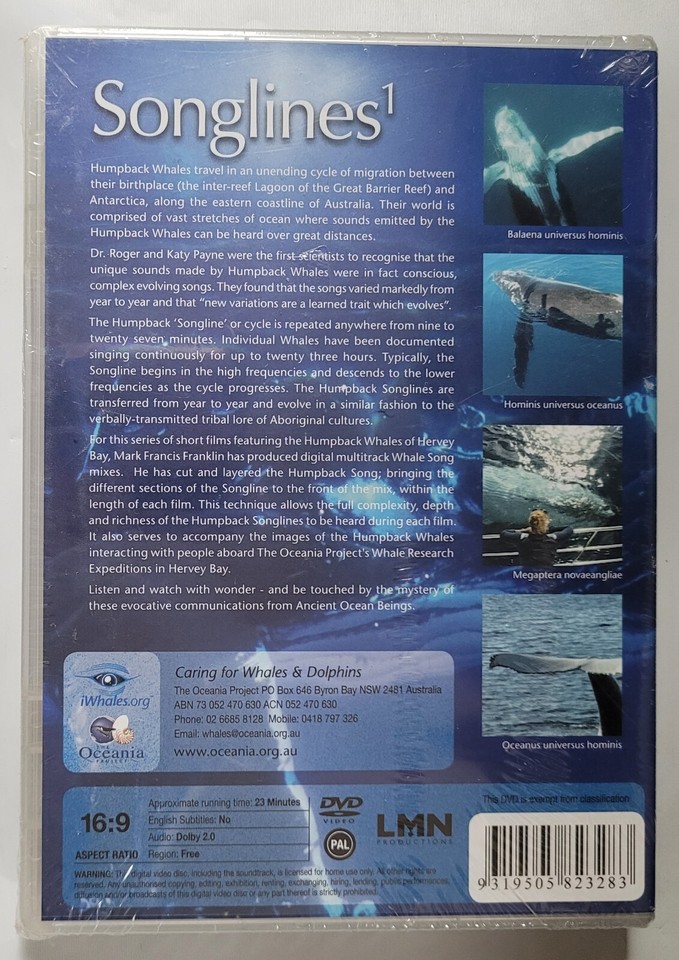 Songlines 1 DVD The Oceania Project - Humpback Whales (AU Import, PAL ...
