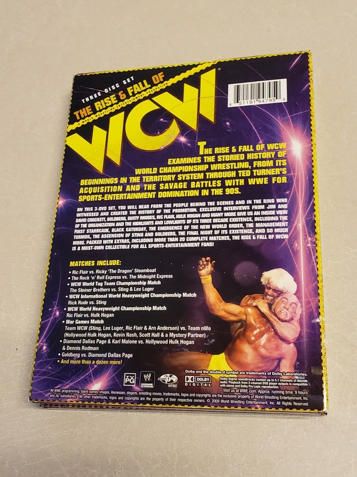 WWE: The Rise & Fall of WCW Wrestling DVD 3-Disc Set Ric Flair vs The ...